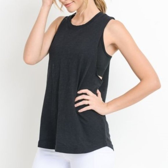 Mono B | Tops | Cutout Strap Ladder Back Muscle Tee | Poshmark